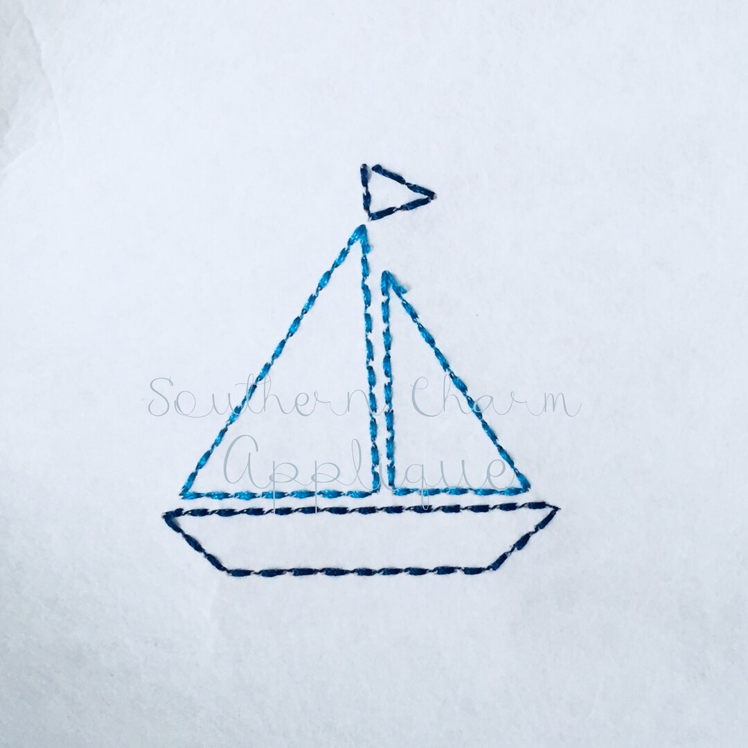 Einfache Segelboot Stickerei Stich Design - Etsy.de