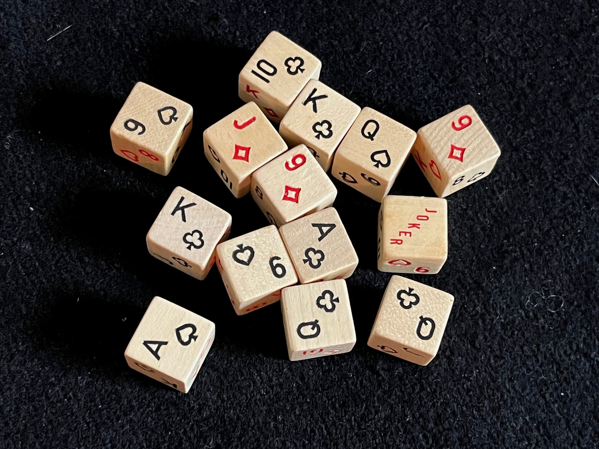 14 Wooden Dice With Playing Card Symbols Instead of Pips - Etsy