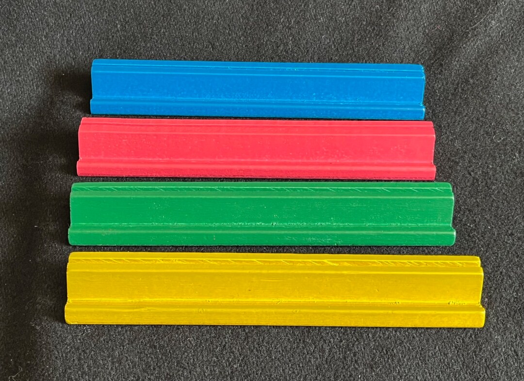 Four Wooden Scrabble Tile Racks in Brilliant Colors -- Red, Green ...
