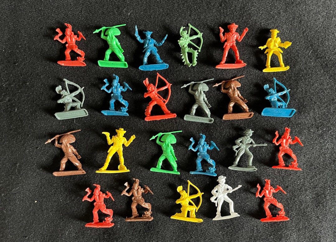 23 Vintage 1960s Made in Hong Kong Plastic Cowboys and Indians Action ...