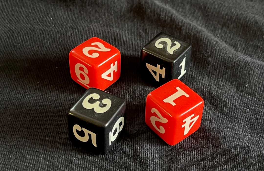 Two Pairs of of Dice With Bold Numbers Instead of Dots, 1 Pair Red, 1 ...