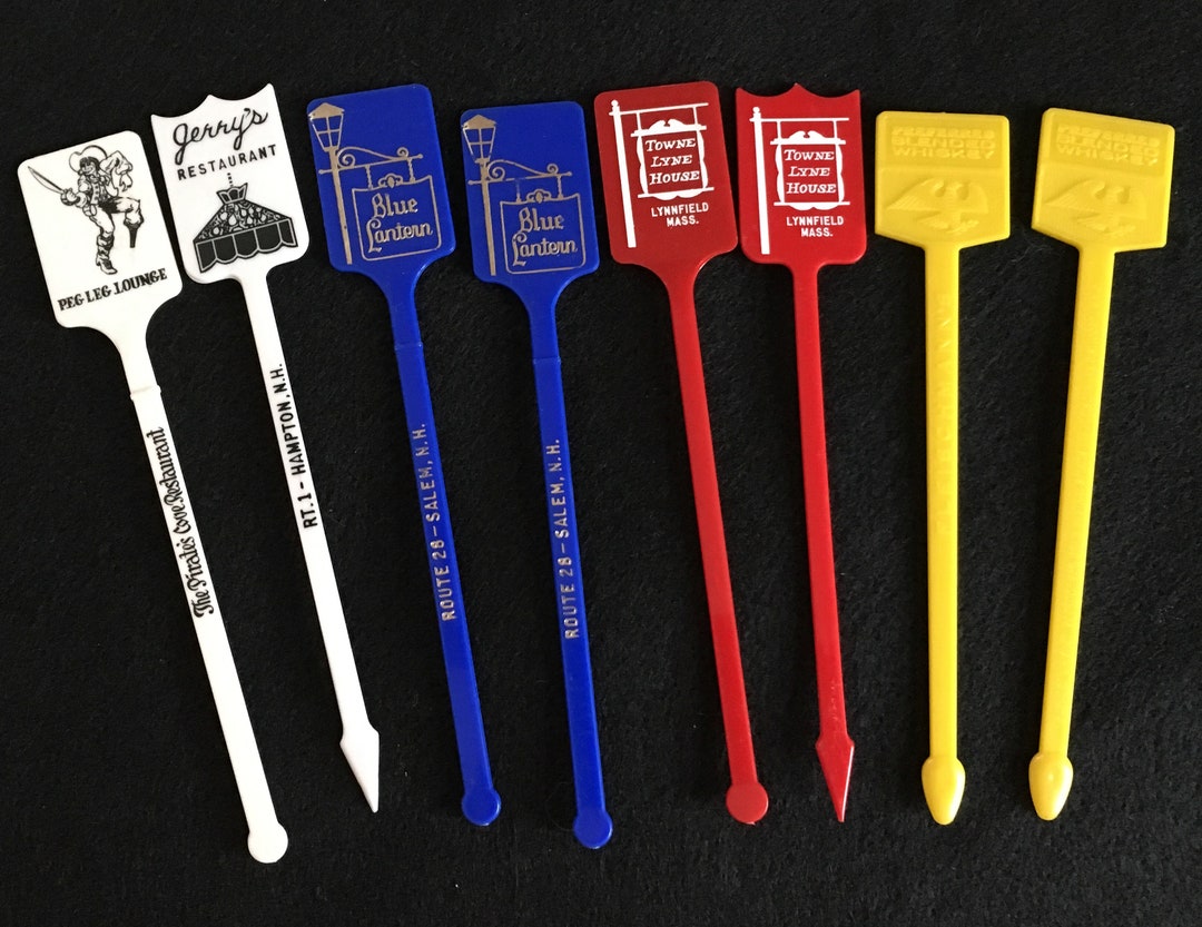 8 Vintage Plastic Drink Stirrers Made to Look Like Highway Restaurant ...