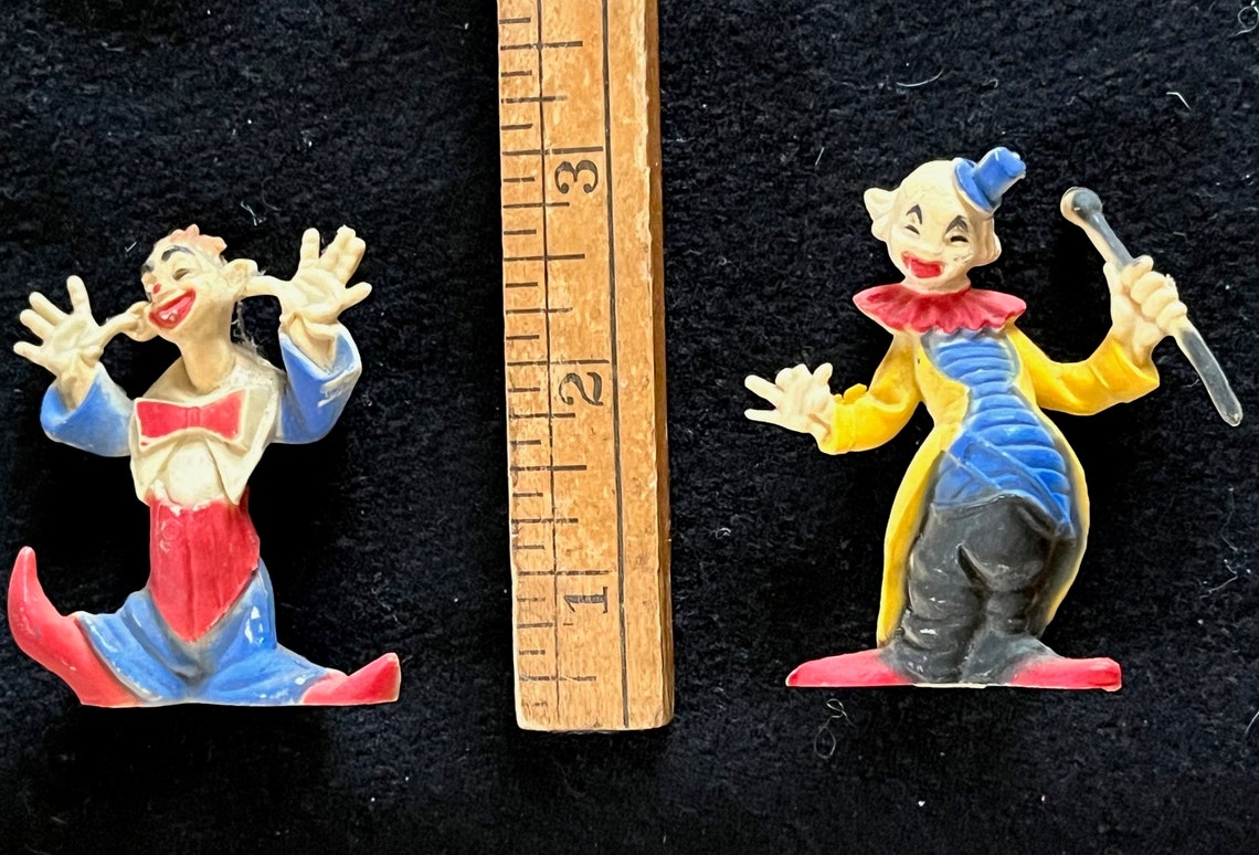 Two Vintage 1960s Plastic Clown Action Figures, Made in Hong Kong, Hand ...