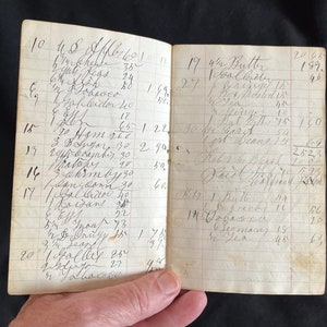 Vintage Handwritten Grocery Account Book, C. 1840s-1860s, for the ...