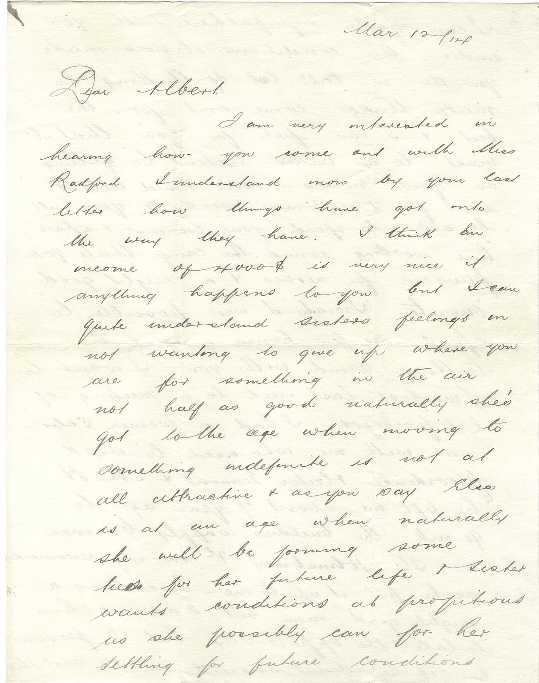 Vintage Chatty 1914 4-page Handwritten Letter, Advice Offered to a ...