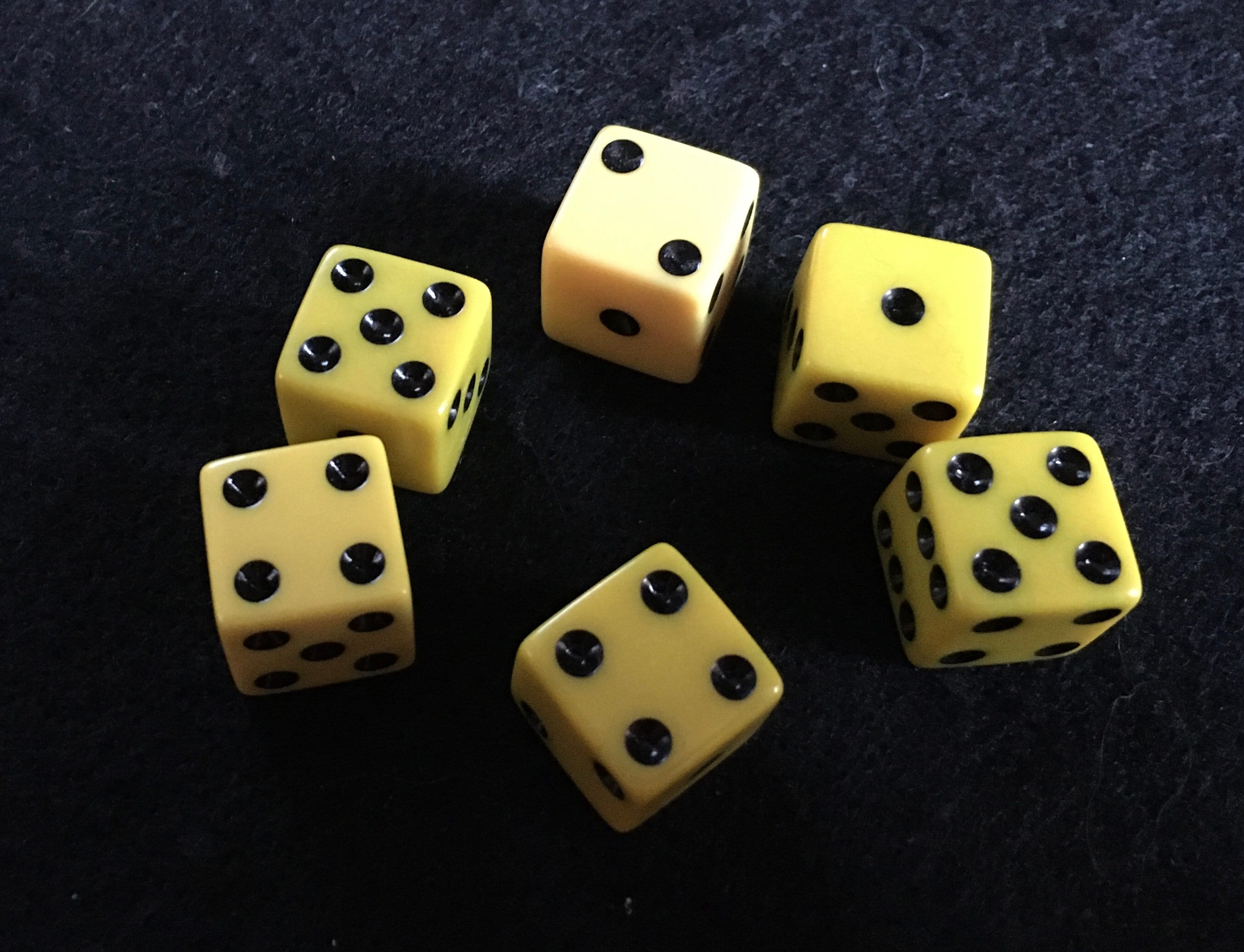 Six Yellow Dice With Black Dots One Slightly Off-color - Etsy