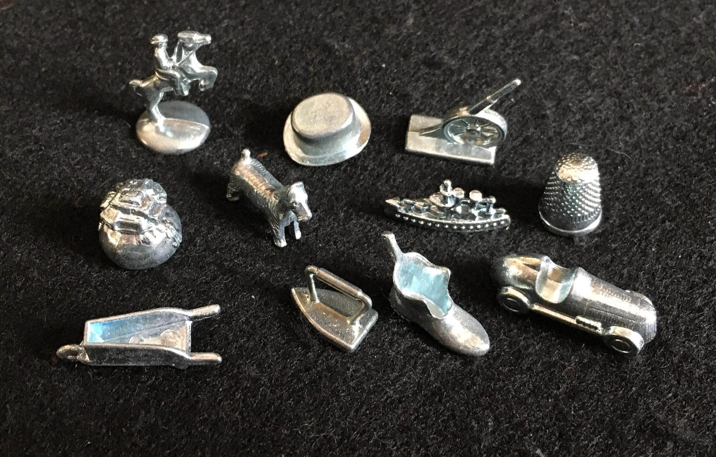 Standard Set of 11 Monopoly Tokens Shoe, Iron, Battleship, Thimble ...