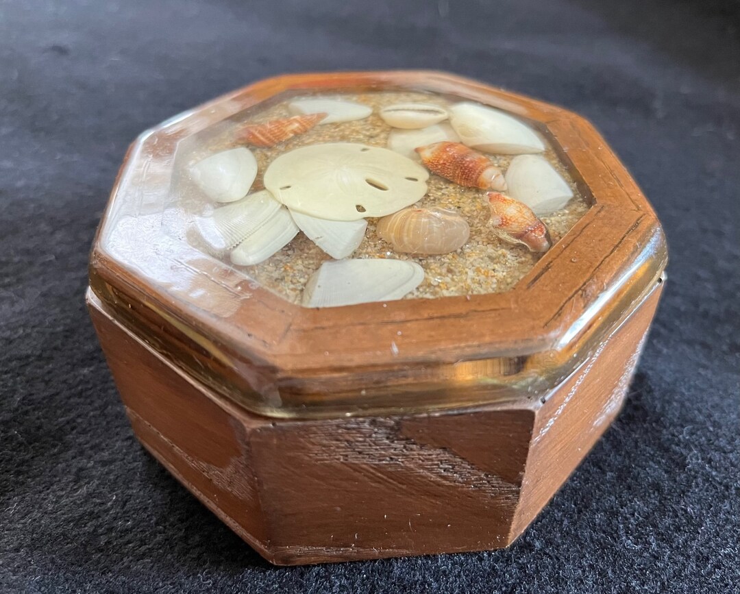 Octagonal Wooden Box (change Box, Pill Box, Jewelry Box) W/ an Acrylic ...