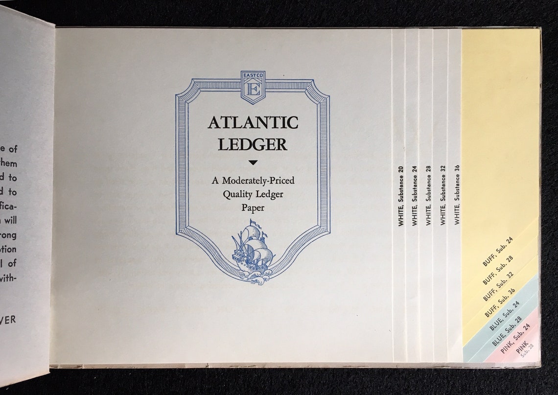 Vintage 1930s Ledger Paper Sample Book From the American Ledger Company ...
