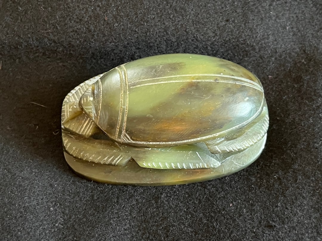 Vintage Traditional Egyptian Scarab Beetle -- Hand-carved Stone With ...