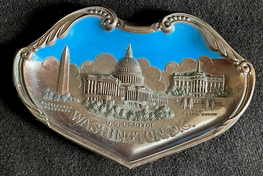 Vintage 1940s Blue-enameled Change/ash Tray Souvenir of Washington DC ...