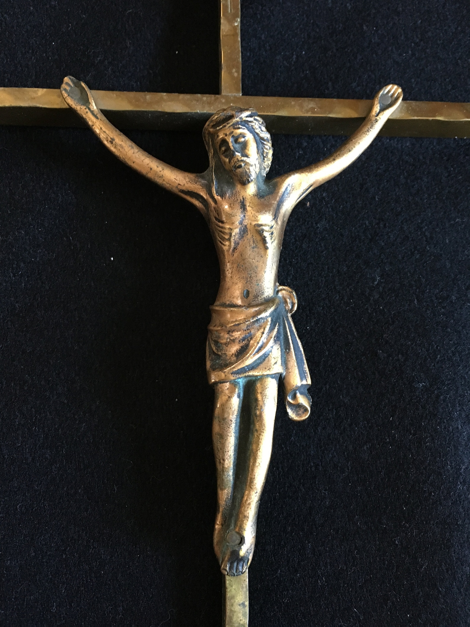Thin Jesus Christ on a Very Thin Bronze-toned Cross in This Vintage ...