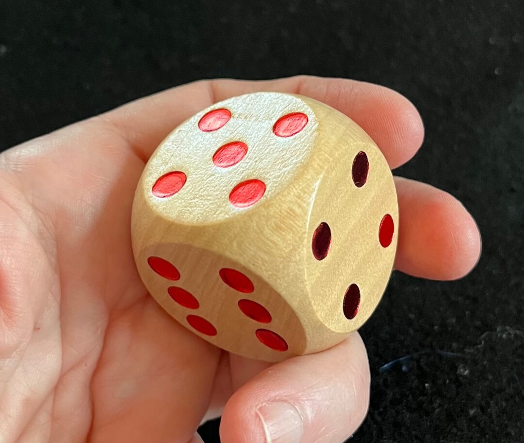 Large Wooden Dice (1) With Shiny Red Dots, Suitable as an Ornamental or ...