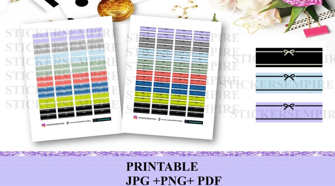BOW LABEL Printable Planner Stickers/quarter Box Stickers for Erin ...