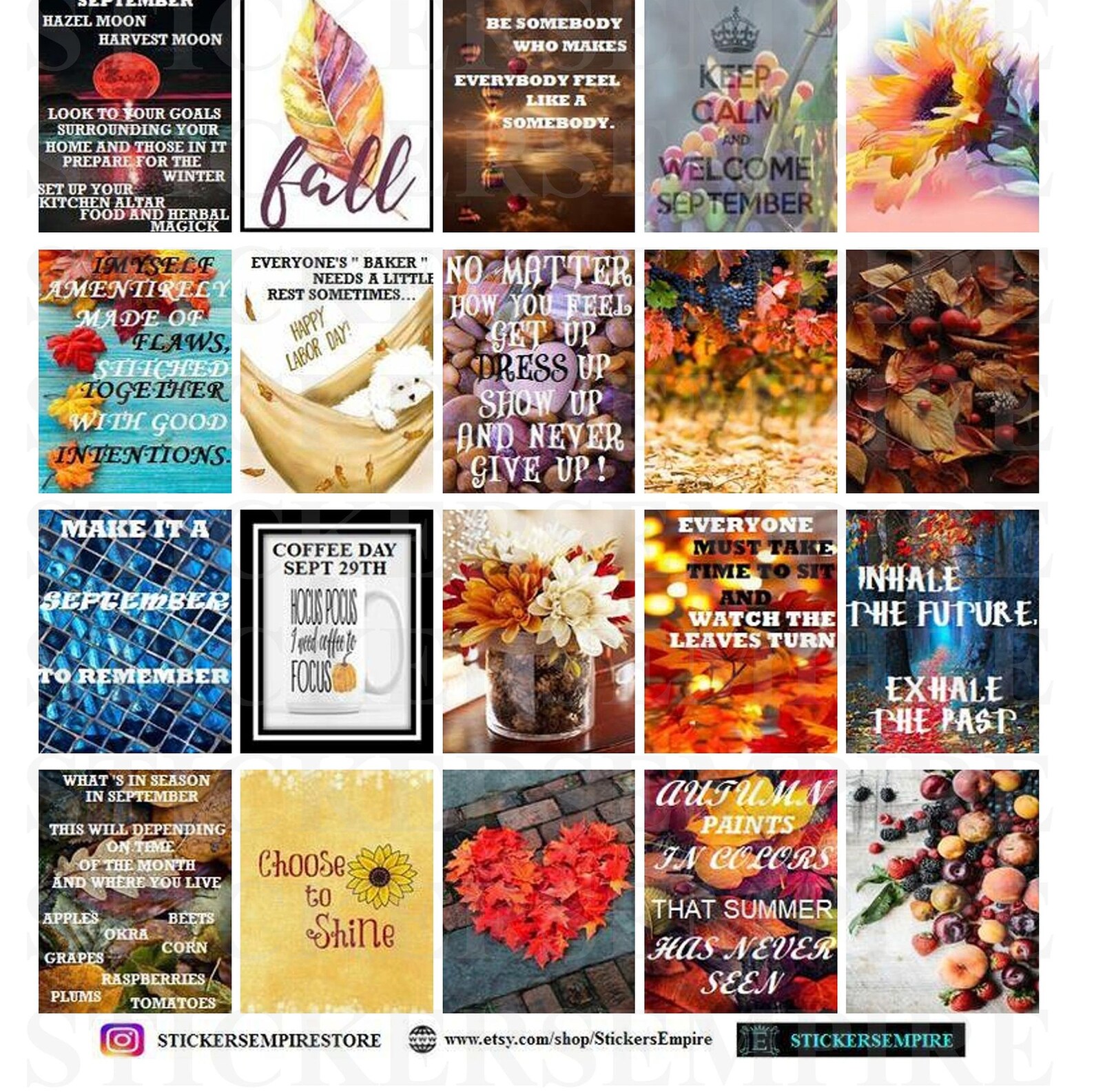 September Planner Printable Sticker Sheet Print at Home | Etsy