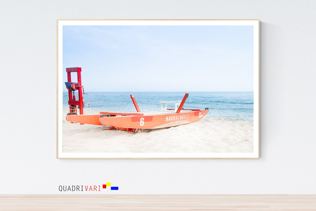 Retro strand pattino print, retro Wall Art, Italiaanse roeien catamaran ...