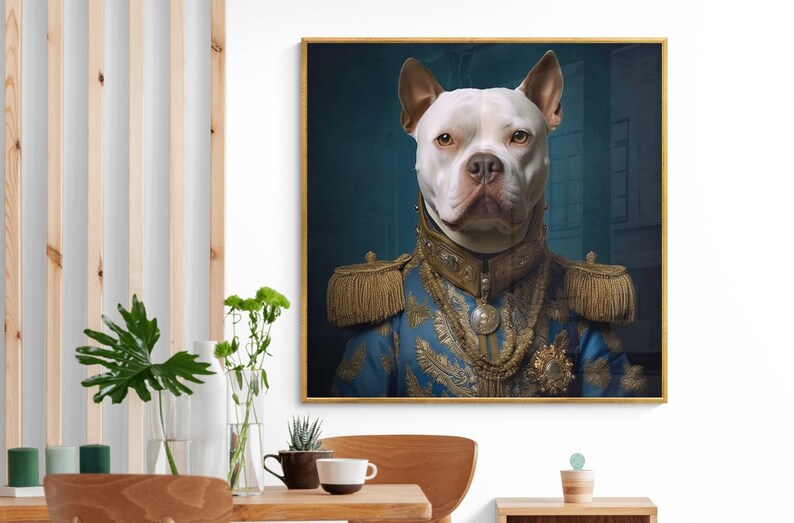 Pitbull Vintage Portrait, Sir Napoleon Victorian Dog Wearing Top Royal ...