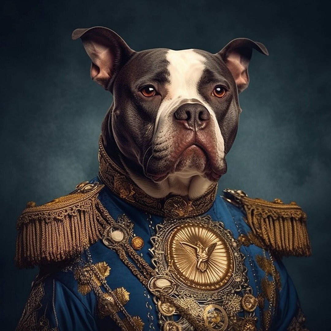 Pitbull Dog Vintage Portrait Jane Austin Art Print, Anthropomorphic Dog ...