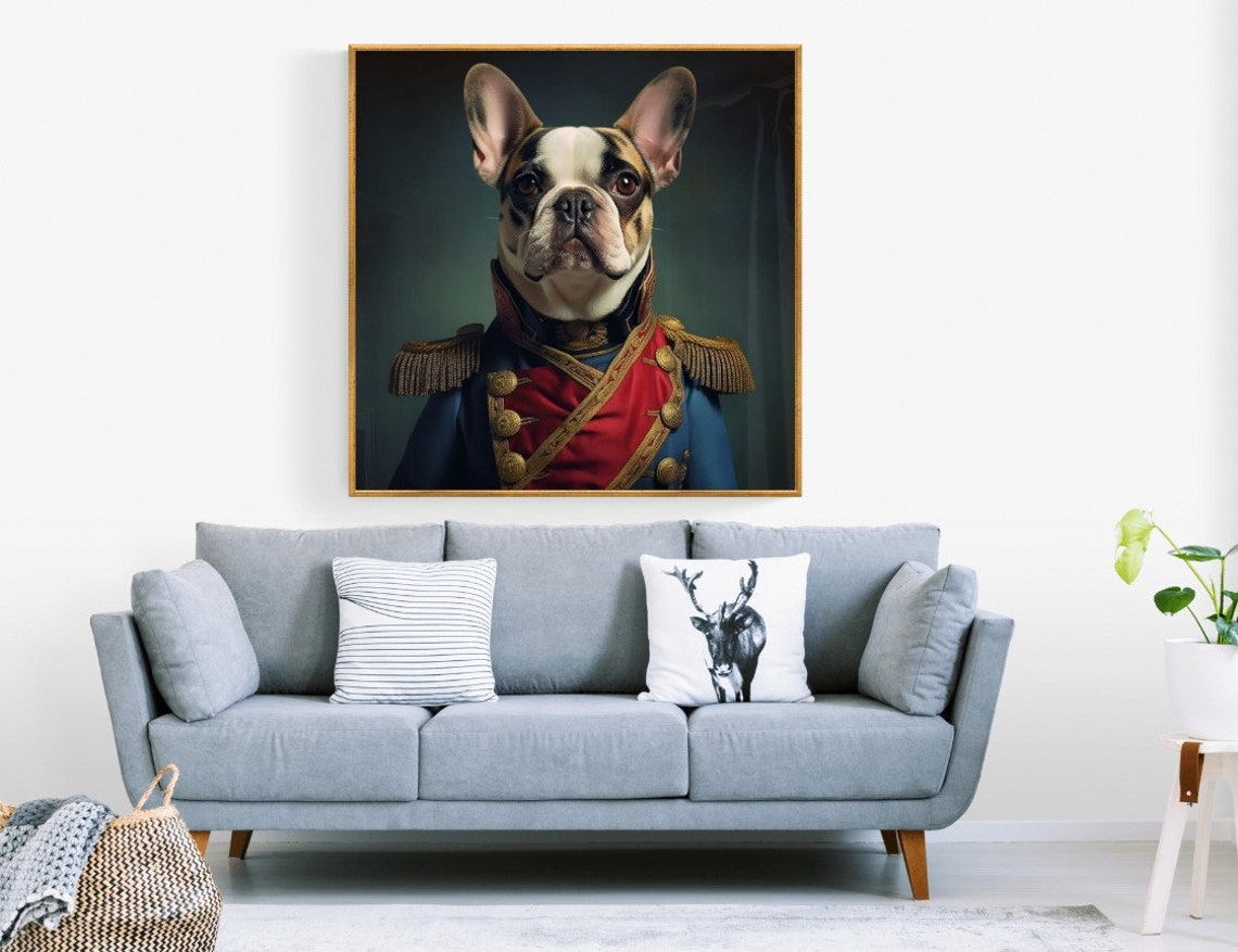 Gentleman Bulldog Vintage Portrait, Victorian Dog Wearing Napoleon Suit ...