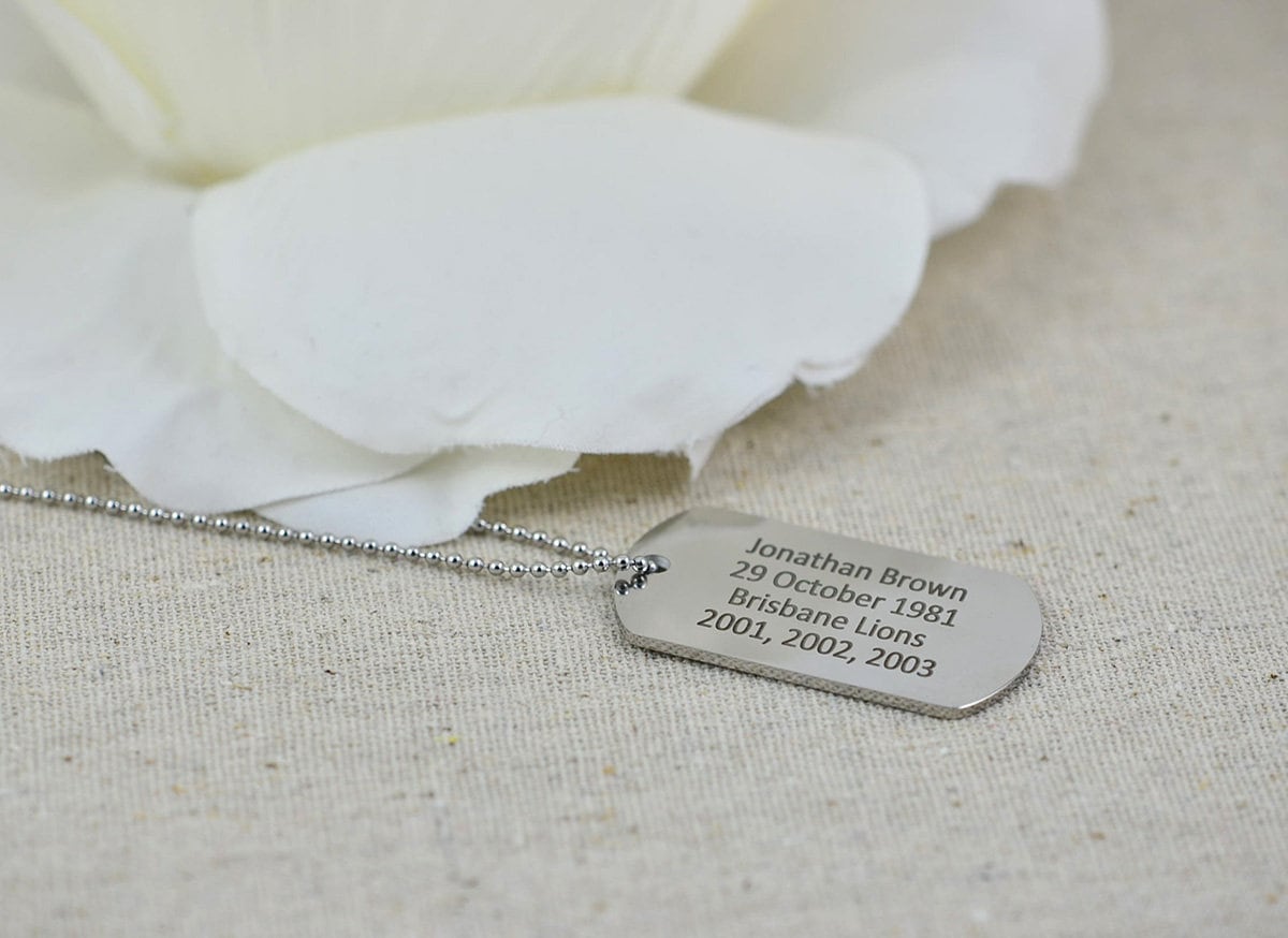 Men Personalised Dog Tag Bar Necklace Silver Name Engraved - Etsy Australia