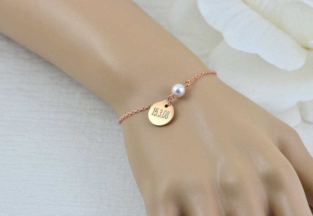 Perle Name Armband Schmuck, zierliche Brautjungfern personalisierte ...