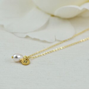Dainty Gold Initial Pearl Necklace Personalised Drop Charm - Etsy