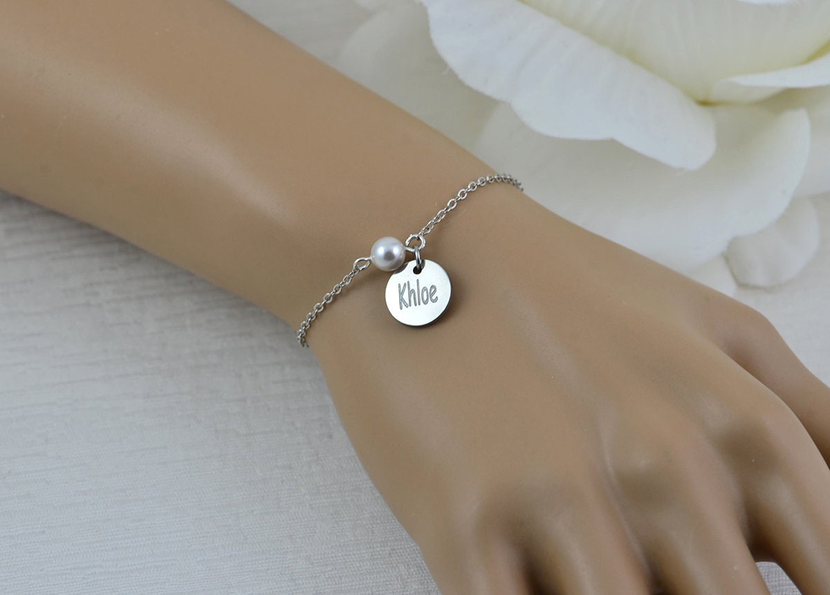 Perle Name Armband Schmuck zierliche Brautjungfern - Etsy.de
