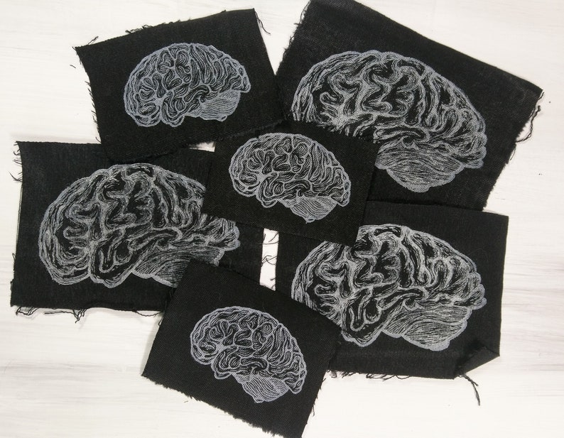 Brain Patch // Handprinted Patches - Etsy