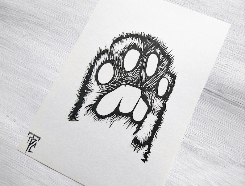 Cat Paw Original Linocut // Toe Beans Linoprint - Etsy