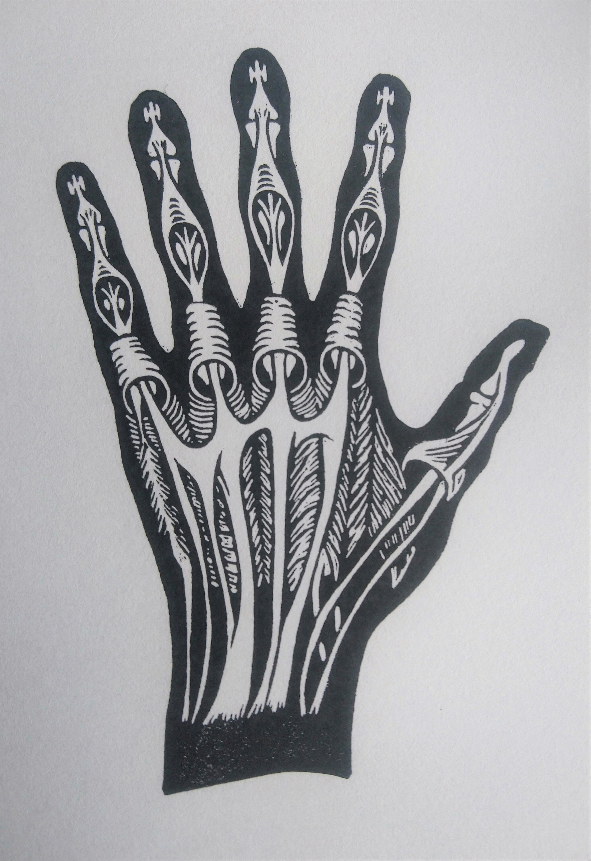Anatomical Hand Original Linocut // Anatomy Linoprint | Etsy