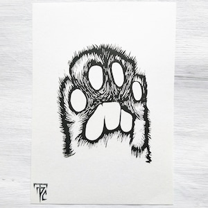 Cat Paw Original Linocut // Toe Beans Linoprint - Etsy