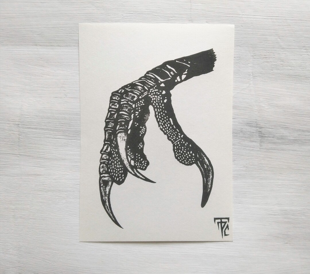 Crow Claw Original Linocut // Claw Linoprint - Etsy