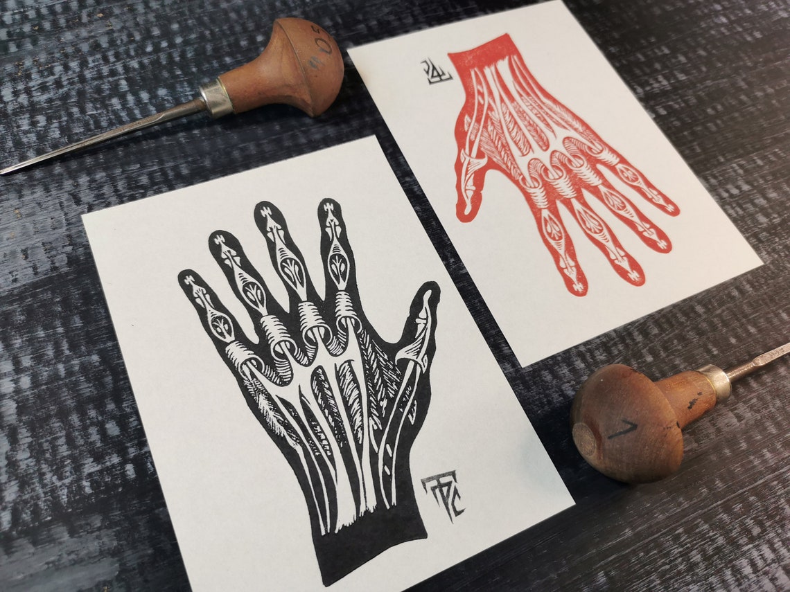 Anatomical Hand Original Linocut // Anatomy Linoprint - Etsy