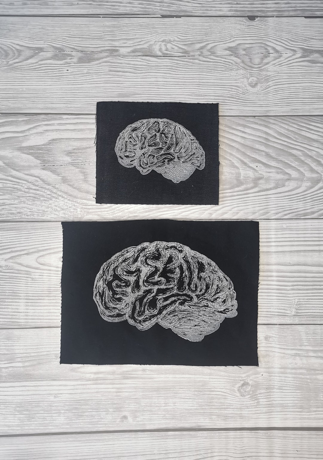 Brain Patch // Handprinted Patches - Etsy