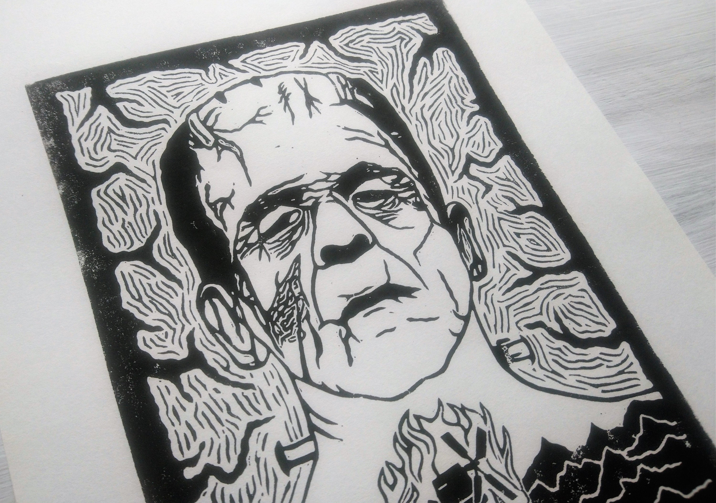 Frankenstein's Monster Original Linocut // Halloween Linoprint - Etsy