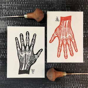 Anatomical Hand Original Linocut // Anatomy Linoprint - Etsy