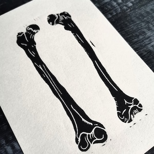 Bones Original Linocut Print || Hand Printed || Anatomy Linocut ...