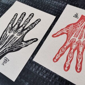 Anatomical Hand Original Linocut // Anatomy Linoprint - Etsy