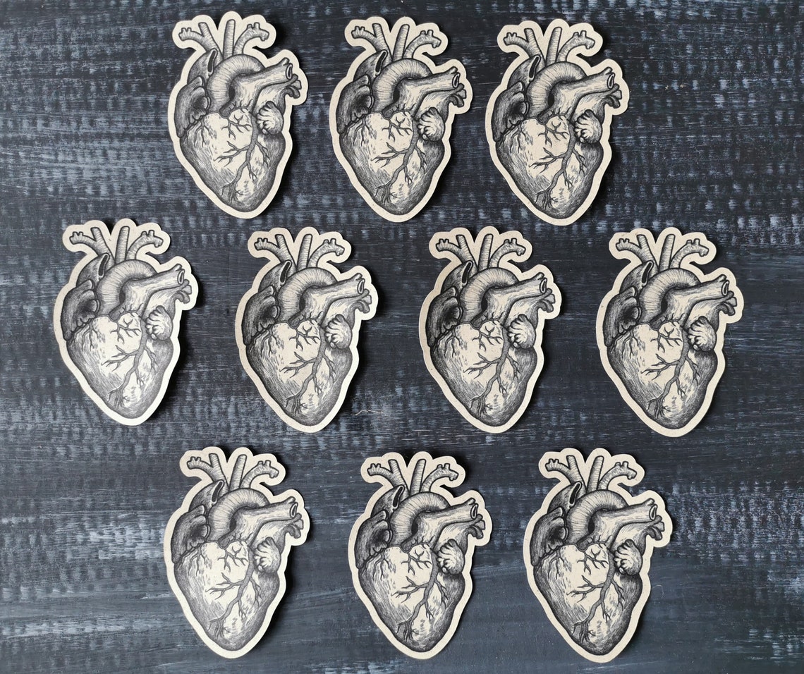 Vintage Heart Stickers on Grass Paper - Etsy