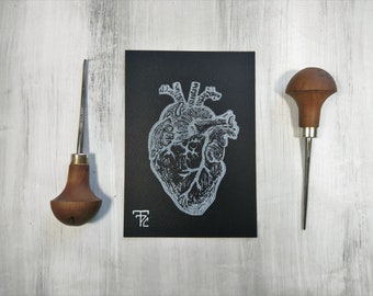 Anatomical Hand Original Linocut // Anatomy Linoprint | Etsy