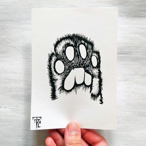 Cat Paw Original Linocut // Toe Beans Linoprint - Etsy