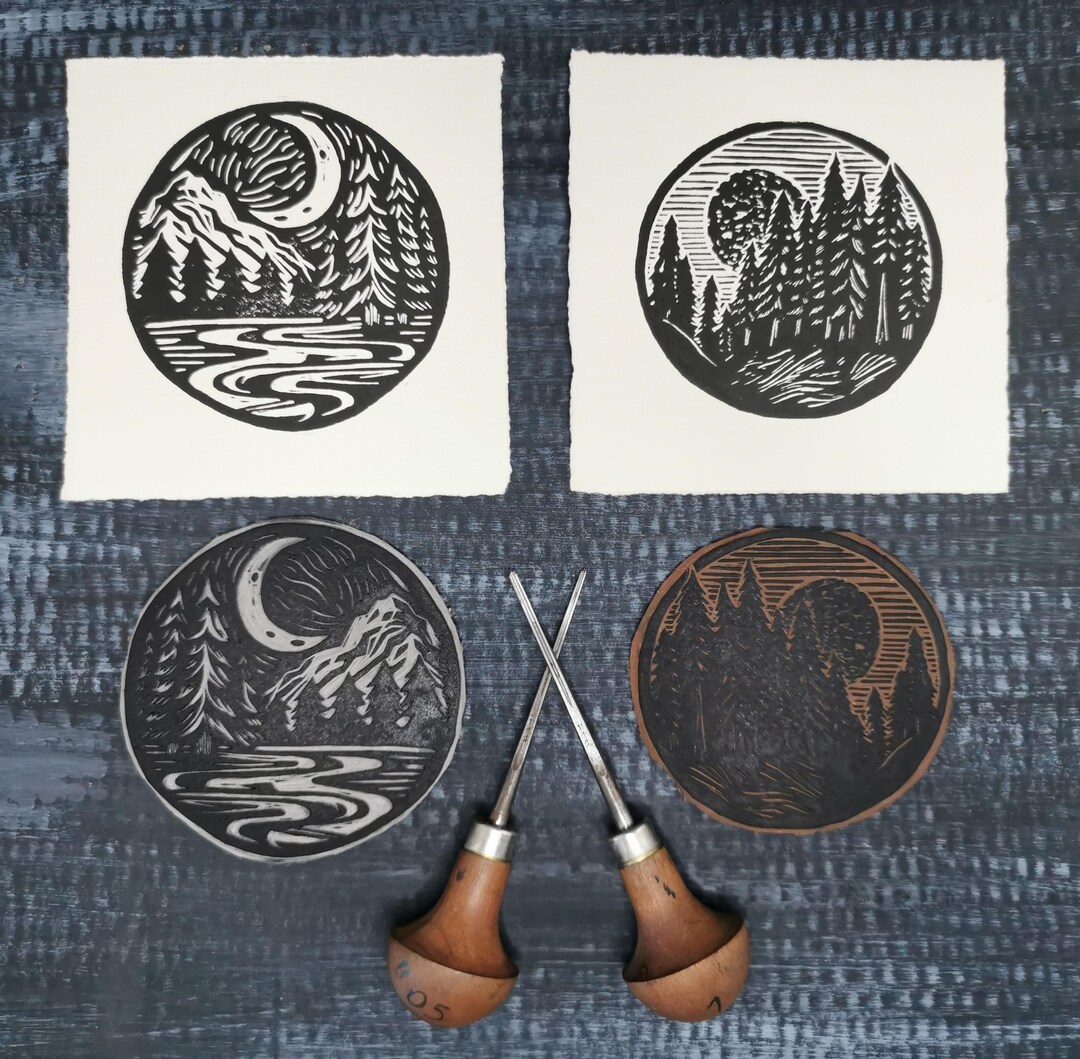 Circles of Nature Original Linocut || Hand-printed || Wilderness ...