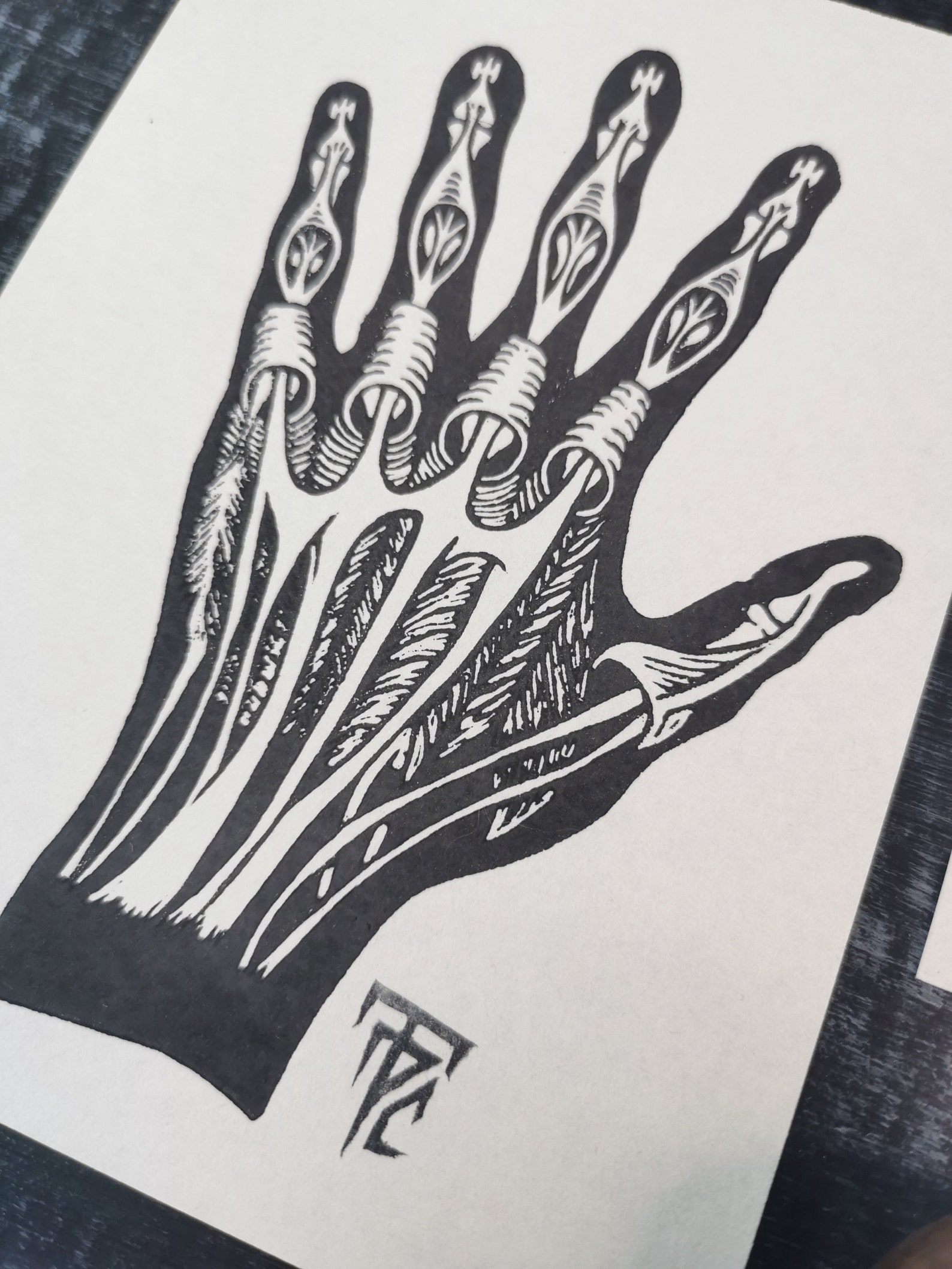 Anatomical Hand Original Linocut // Anatomy Linoprint - Etsy