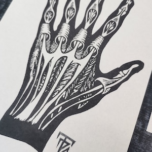Anatomical Hand Original Linocut // Anatomy Linoprint - Etsy