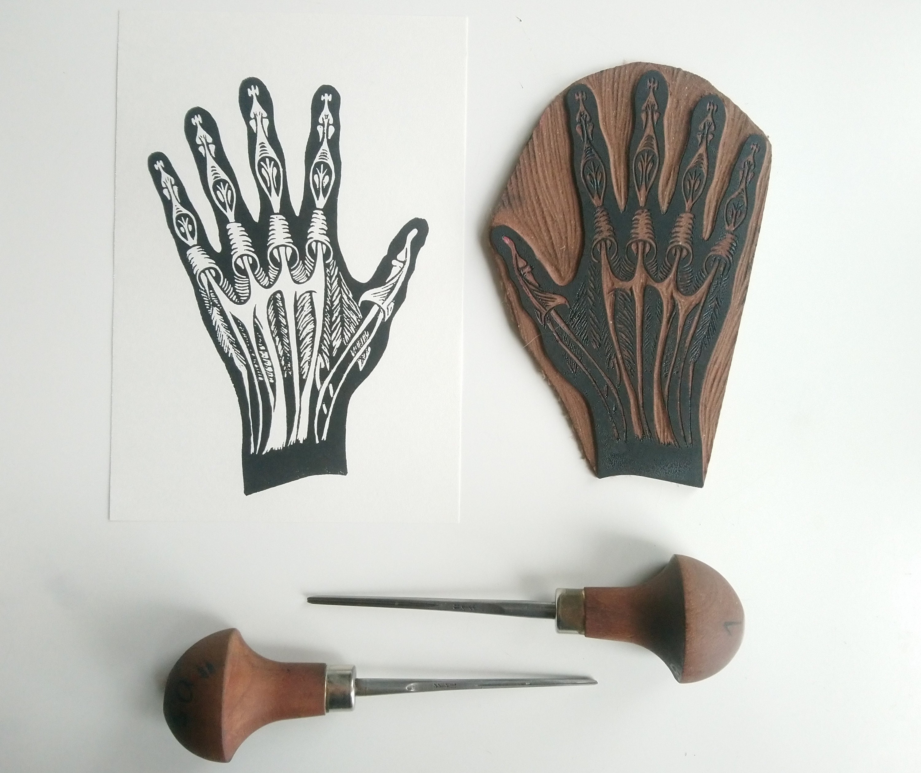 Anatomical Hand Original Linocut // Anatomy Linoprint - Etsy