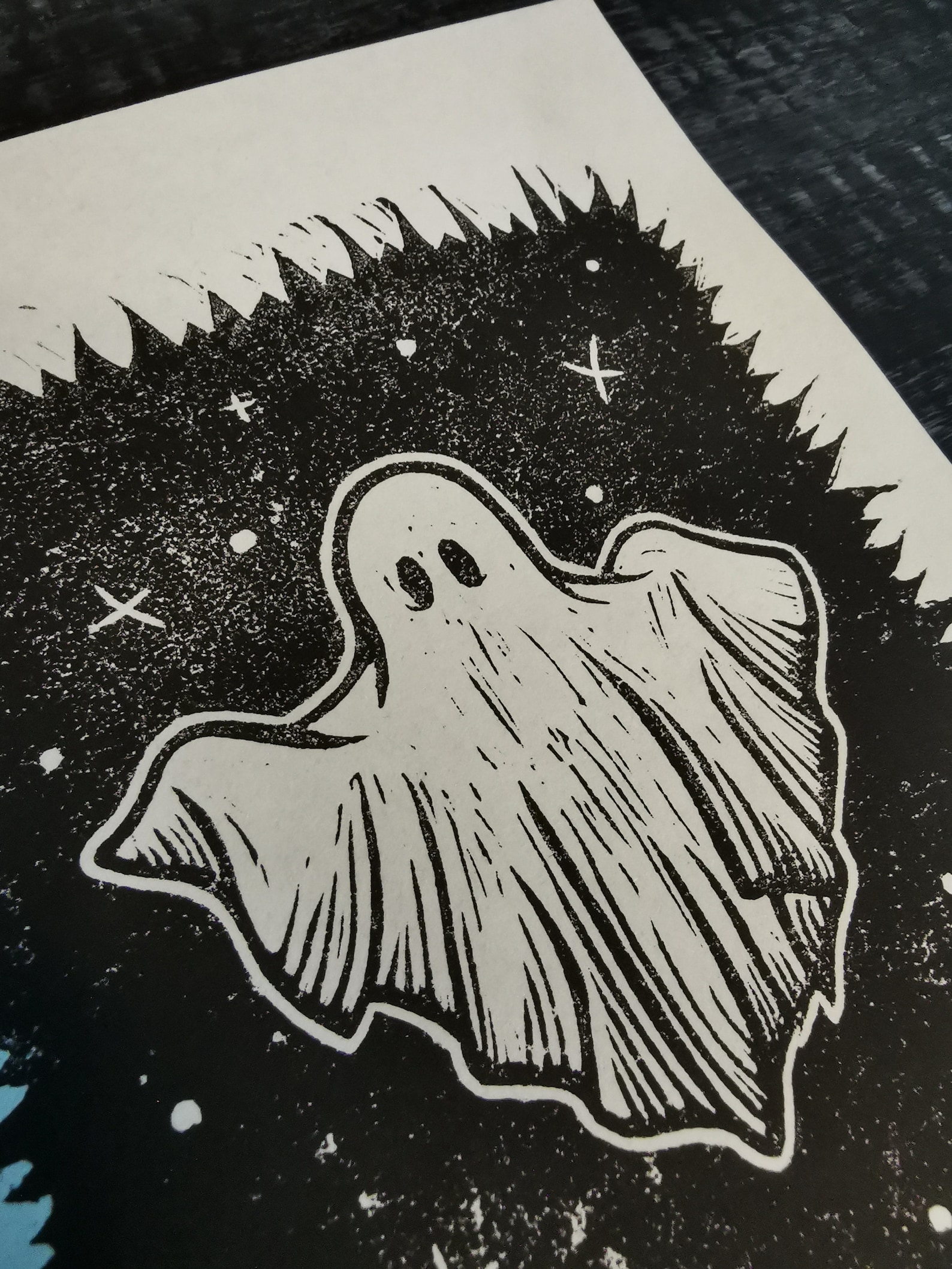 Ghost Original Linocut Print || Hand Printed || Halloween Linocut - Etsy