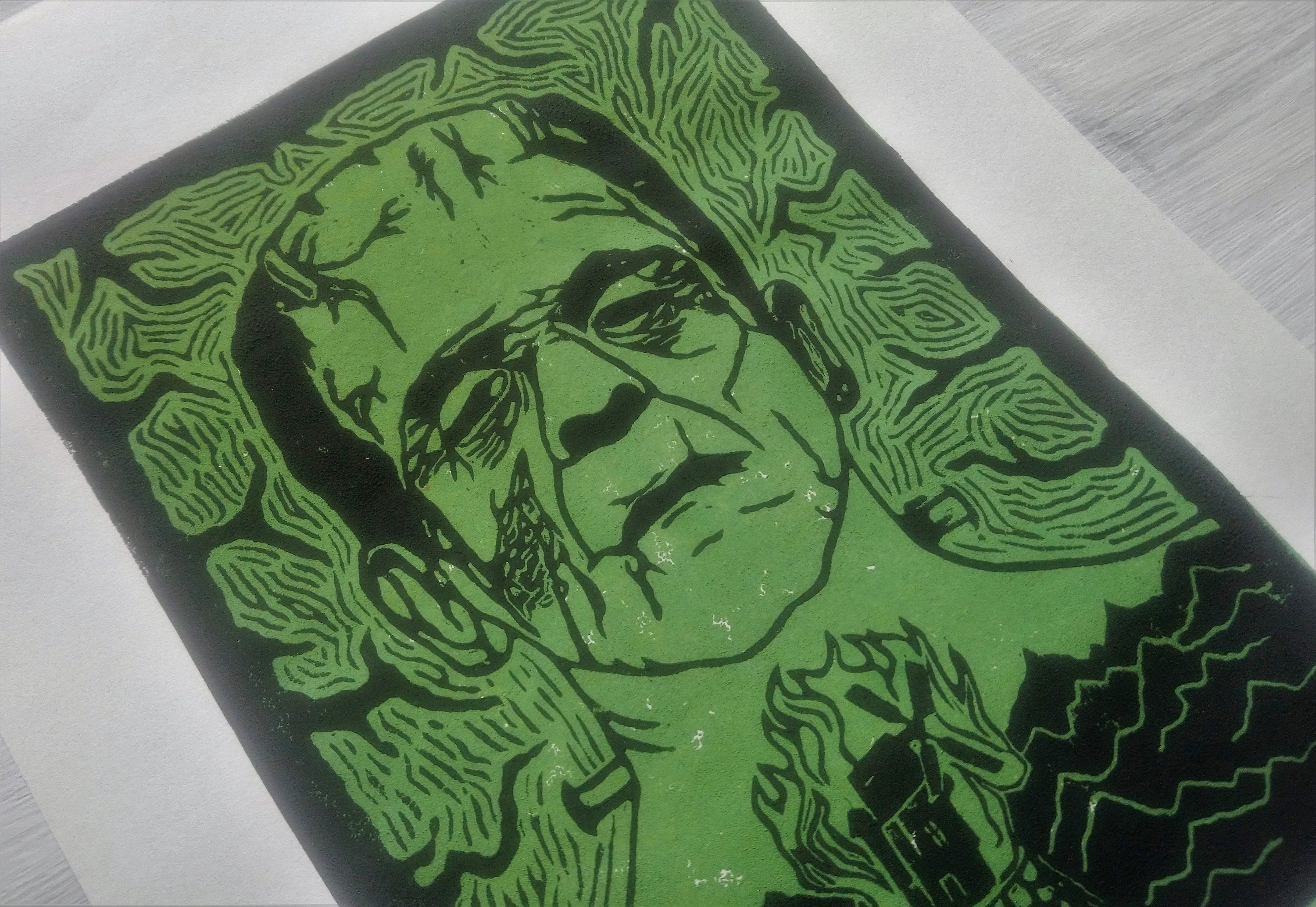 Frankenstein's Monster Original Linocut // Halloween Linoprint | Etsy