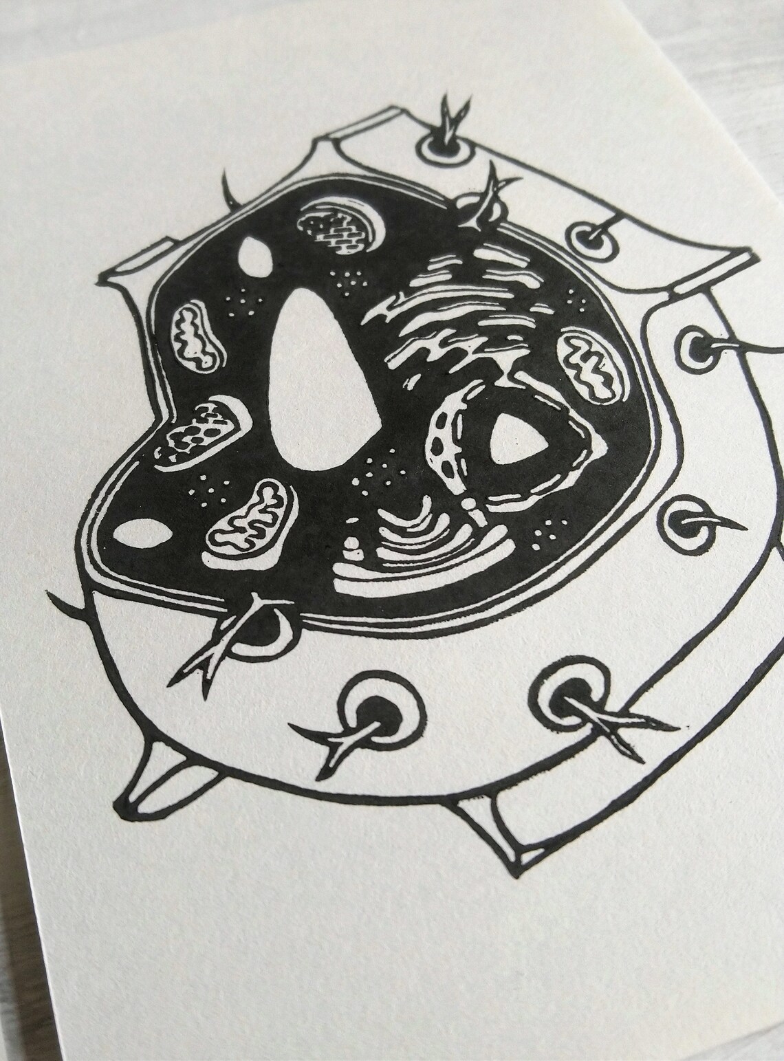 Plant and Animal Cell Original Linocut // Biology Linoprint | Etsy