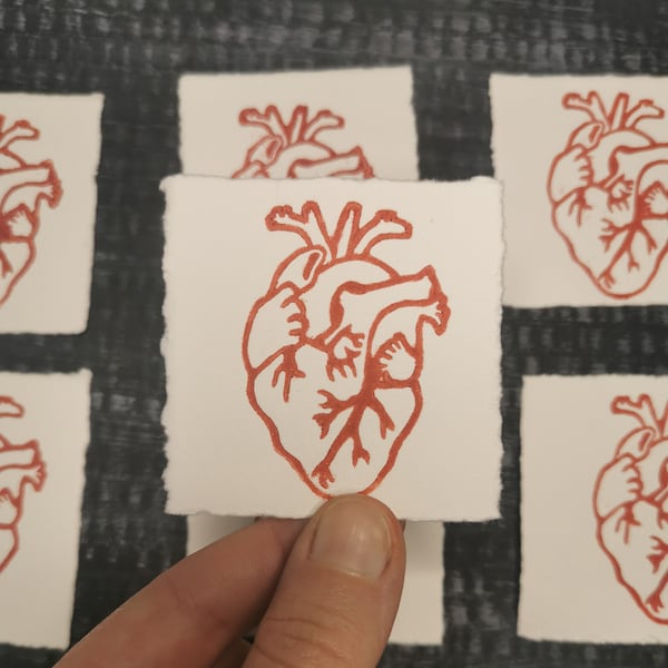 Heart Linocut - Etsy
