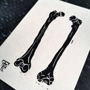 Bones Original Linocut Print || Hand Printed || Anatomy Linocut ...